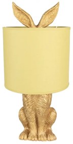 Zlatá stolní lampa králík se žlutým stínidlem Konijn