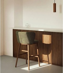 Tmavě zelená čalouněná barová židle (výška sedáku 65 cm) Ciselia – Kave Home