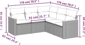 5dílná zahradní sedací souprava s poduškami černá polyratan 3225958
