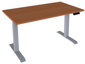 NOBL Dynamic + Elektr. nastavitelný polohovací stůl 140x80 s pamětí Dynamic + Dekor stolové desky: třešeň, Barva podnože: šedá