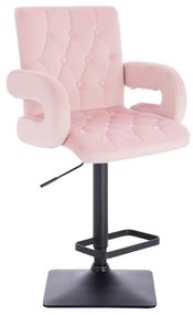 LuxuryForm Barová židle  BOSTON VELUR na černé hranaté podstavě - světle růžová