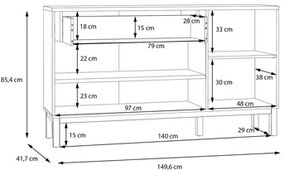 Šedá komoda se zásuvkou PENKRIDGE 149.6 cm