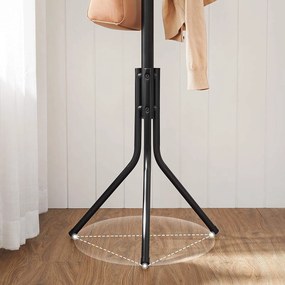 Stojan na kabáty se 12 háčky, stabilní kovový věšák, 182 cm vysoký, černý
