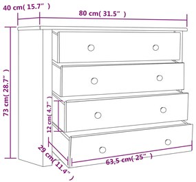 vidaXL Marketos Odkládací skříňka bílá 80 x 40 x 73 cm borovice řada Panama