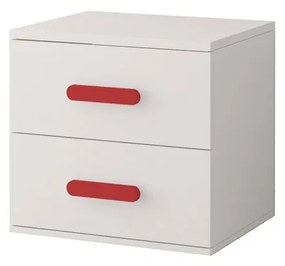 IDZ Noční stolek Smyk - Bílá / Barevné úchytky Barva: Červená