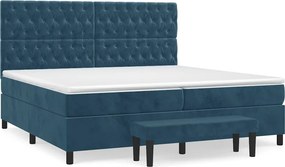 Box spring postel s matrací tmavě modrá 200x200 cm samet 3138047
