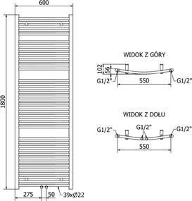Mexen Ares, topné těleso 1800x600 mm, 756 W, chromová, W102-1800-600-00-01