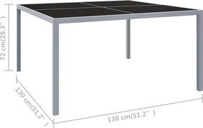 Zahradní stůl 130 x 130 x 72 cm šedý ocel a sklo 313086