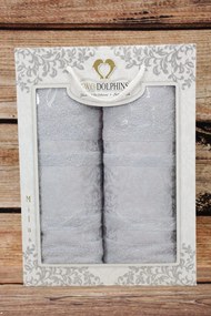 Set ručníků v dárk. balení TWO DOLPHINS (1ks 50x90cm, 1ks 70x140cm) - šedomodrý