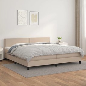 Box spring postel s matrací cappuccino 200 x 200 cm umělá kůže,  3141088