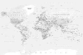 Tapeta klasická černobílá mapa s okrajem - 300x200 cm