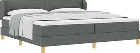 Postel s boxspringem s čelo Tmavě šedá 200 x 200 cm textil 3340235