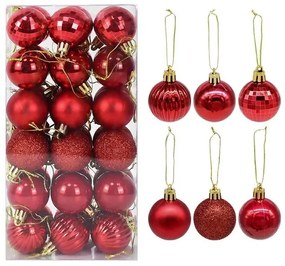 Flamenco Mystique Sada červených vánočních ozdob 36 ks průměr 5,5 cm v balení BSN08WZ5