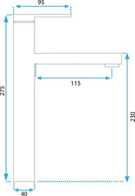 Rea Pixel, vysoká umyvadlová baterie h-275, zlatá lesklá, REA-B6215
