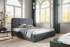 Eka Čalouněná postel LOKI 120x200 cm Barva látky Trinity: (2315) Tmavá šedá, Úložný prostor: S dřevěným rámem úložného prostoru