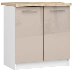 Kuchyňská skříňka OLIVIA S80 - bílá/cappuccino lesk