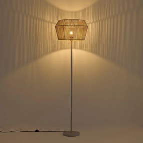 Stojací lampa béžová s papírovým lanovým stínidlem 50/50/30 - Simplo