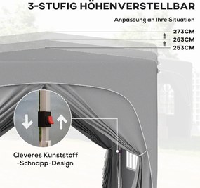 Outsunny altán 3x3m, vodoodpudivý stabilní zimě odolný pop-up skládací altán, UV ochrana 50+, skládací párty stan zahradní stan se 4 bočními panely t…