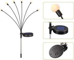 Verk Group SOLÁRNÍ ZAHRADNÍ SVÍTIDLA KULIČKY 2 KUSY PO 6 LED SVÍTIDLECH DÉLKA 70 CM