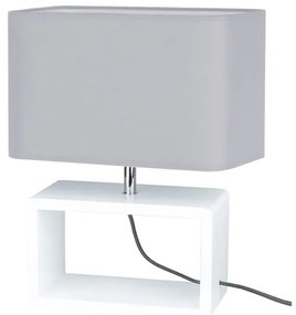 Britop 7010213310234 Cadre Quadrat, stolní lampa 1xE27 max.25W, bílý buk/šedý textil, výška 45cm