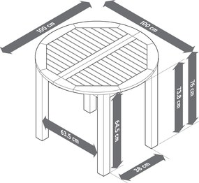 Tchibo - Kulatý/oválný rozkládací zahradní stůl - barva: hnědá