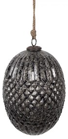 Černá skleněná vánoční ozdoba L - Ø 17*25 cm