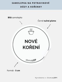 Samolepka na kořenky NOVÉ KOŘENÍ bílá 5 cm tučné písmo