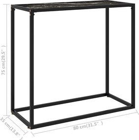 Konzolový stolek černý 80 x 35 x 75 cm tvrzené sklo 322810