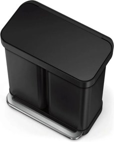 Matně černý ocelový odpadkový koš 34+24 l na tříděný odpad/nášlapný – simplehuman