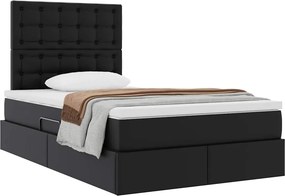 Postel s úložným prostorem s čelo Černá 120 x 200 cm Umělá kůže 3371661