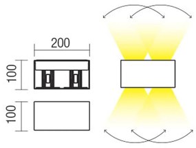 Redo 90300 nástěnné LED svítidlo Vary matně bílé, 4x5W, 3000K, 20cm