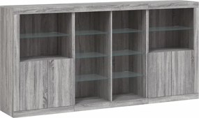 Příborník s LED osvětlením šedý sonoma 202 x 37 x 100 cm 3209189