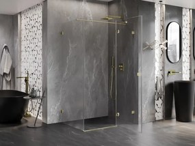 Mexen Lunar T, výklopný pravý sprchový kout 125 x 80 cm, 8mm čiré sklo, zlatý matný profil, 834T-125-080-55-00-P