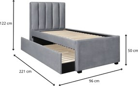 Jednolůžková čalouněná postel Russo 90x200 popelavě šedá