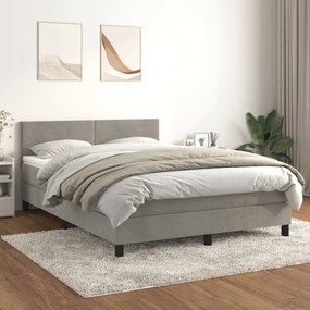 Box spring postel s matrací světle šedá 140x190 cm samet 3141179