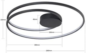Brilagi- LED Stmívat. stropní svítidlo TWISTER LED/105W/230V pr.100 cm černá+DO
