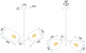 Toolight, Stropní svítidlo ze skla vícebarevné E14 60W APP436-4C, OSW-00565