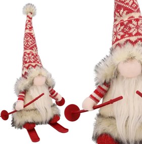 Vánoční dekorace skřítek bílá / červená 41 cm