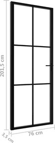 Interiérové dveře ESG sklo a hliník 76 x 201,5 cm černé 151202