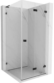 Mexen Lunar-F L, sklápěcí sprchový kout pravý 80 x 80 cm, 8mm čiré sklo, černý profil, 836L-080-080-70-00-P