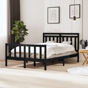 Rám postele černý masivní dřevo 140 x 200 cm,  3100962