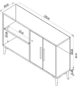 Skříňka Ahart Sapphire Oak and Gold