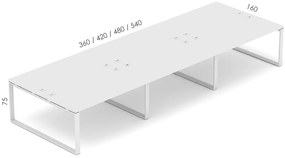 Kancelářský stůl EPIC (6.osoby), 360/420/480/540cm, kovová podnož O