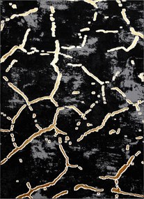Dywany Łuszczów, Kusový koberec Allure 1967 black/gold, 200x290, černá, kancelář