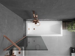 Mexen Next, 1-křídlová vanová zástěna 70 x 150 cm, 6mm šedé sklo, měděná matná, 895-070-000-00-40-65