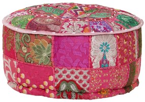 Sedací puf patchwork kulatý bavlna ruční výroba 40x20 cm růžový 246574