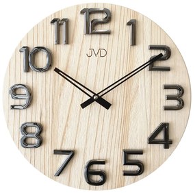 Nástěnné dřevěné hodiny JVD HT97.4 s vystouplými číslicemi