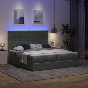 Osmanský rám postele s matrací tmavě šedá 160x200cm textil 3314535