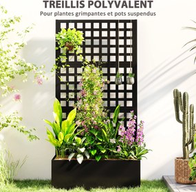 Outsunny Květinový Truhlík s Lattice, Ochranná Obrazovka, Vyvýšený Zahradní Záhon, Exteriérový Květinový Truhlík z Pozinkované Oceli pro Popínavé Rost