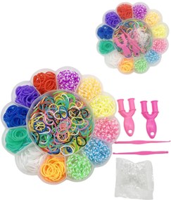 _Ostatní 1_ UDĚLEJ SI NÁRAMEK Gumičky LOOM BANDS 900ks set s doplňky květina j780